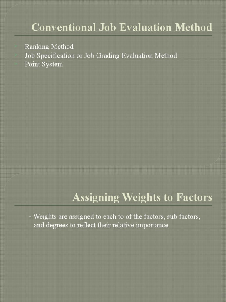 Ranking Method Job Specification or Job Grading Evaluation Method Point ...