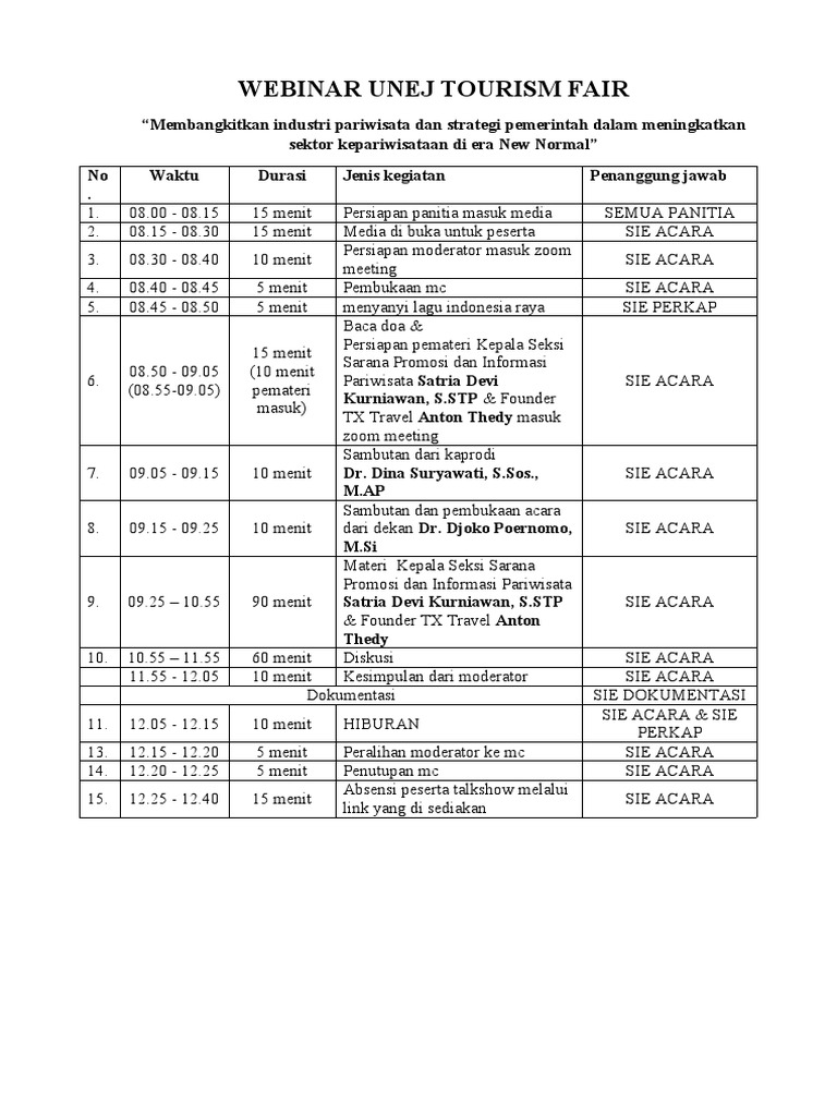 Rundown Acara Webinar | PDF
