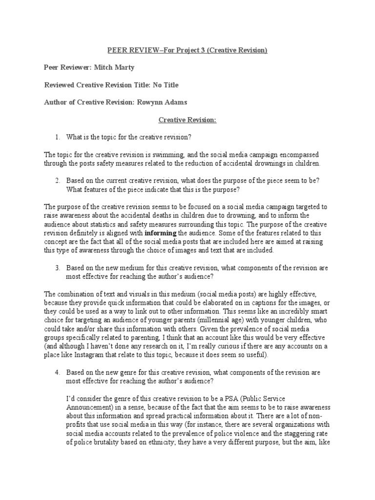 Project 3 - Peer Review Worksheet MM | PDF | Social Media | Popular ...
