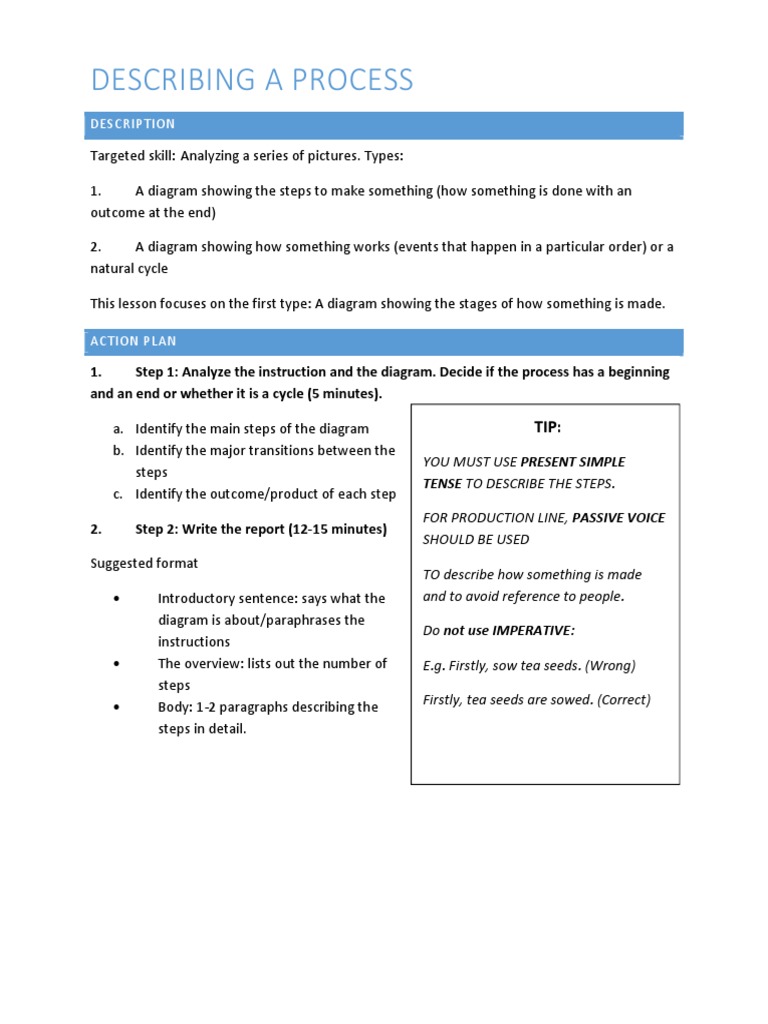 Describing A Process: Description | PDF | Sentence (Linguistics) | Glasses