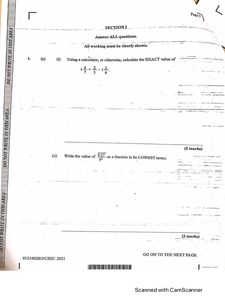 CSEC Math 2021 Jan | PDF