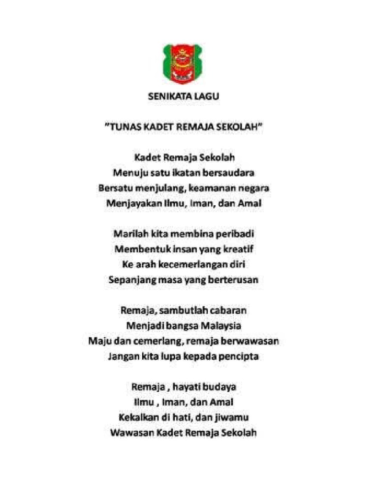 Senikata Lagu TKRS | PDF Senikata Lagu TKRS | PDF