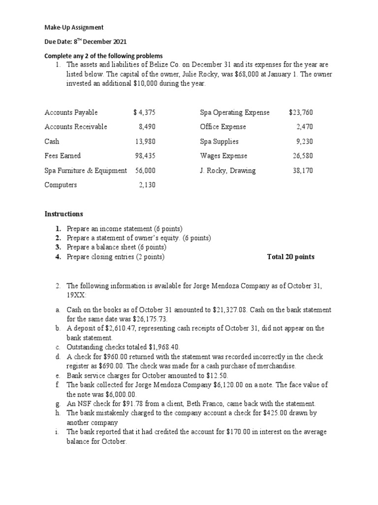 Make-Up Assignment | PDF | Expense | Banks