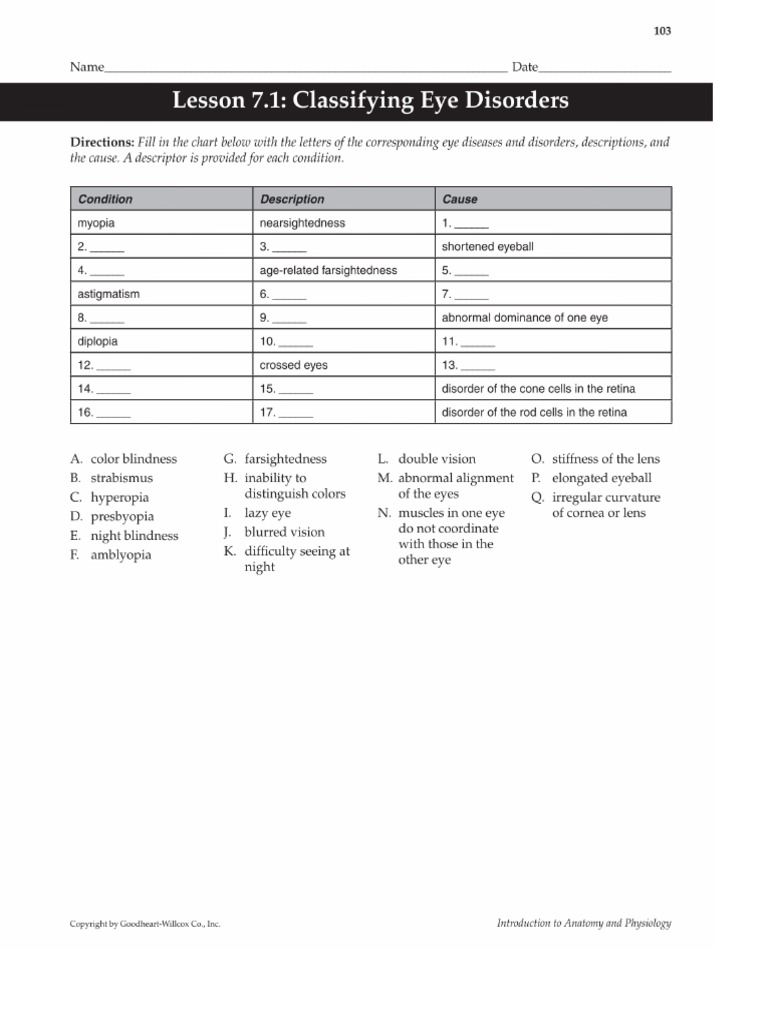 7.1 Classifying Eye Disorders | PDF