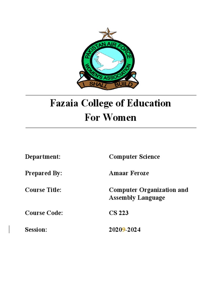 Fazaia College of Education For Women | PDF | Assembly Language | Central Processing Unit