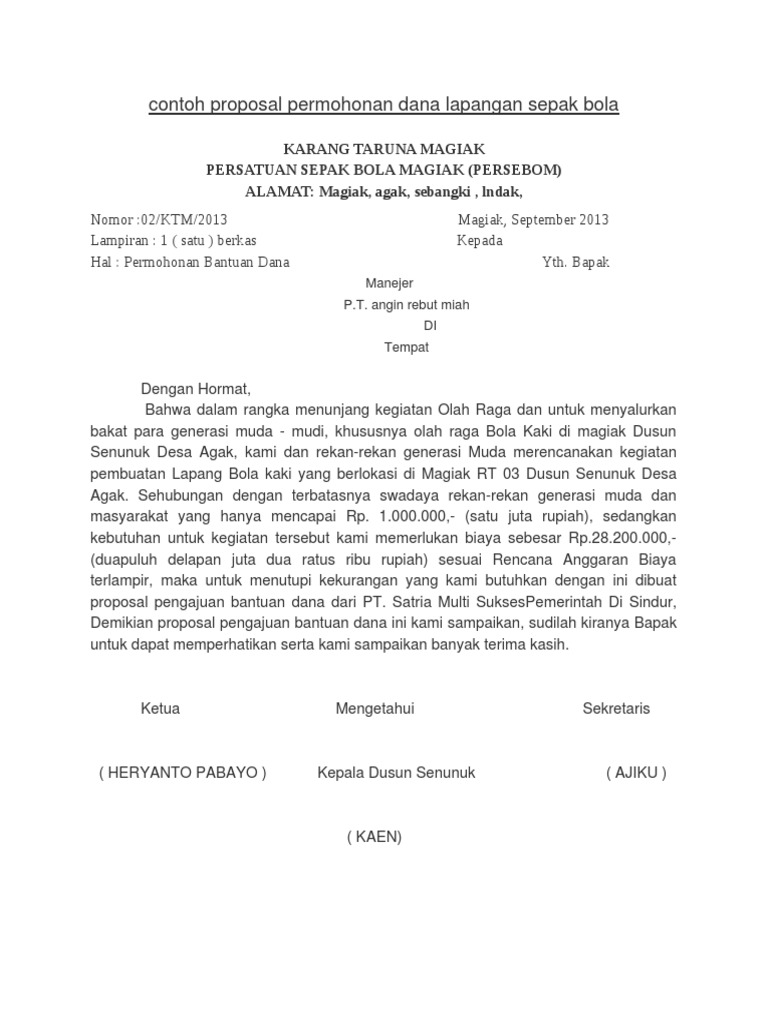 Proposal Lapangan | PDF