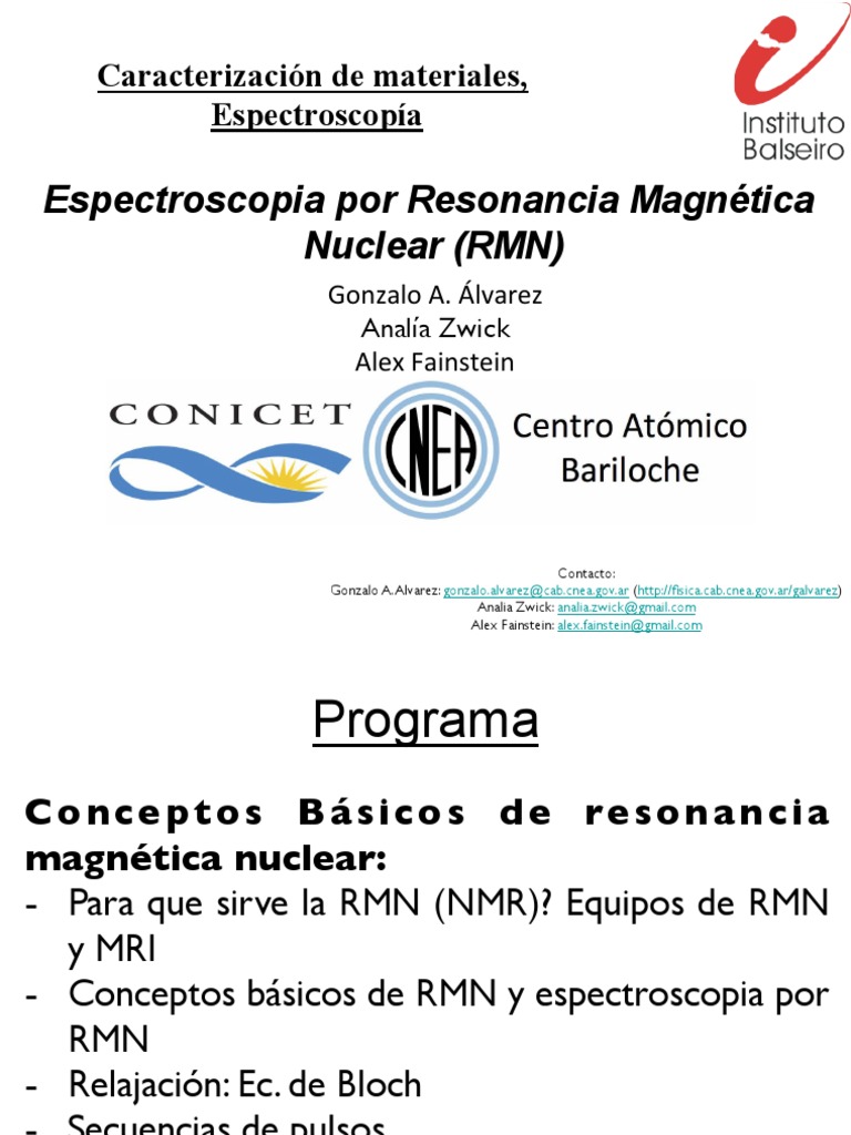 Introducción a la RMN y su Aplicación | PDF | Resonancia magnética ...