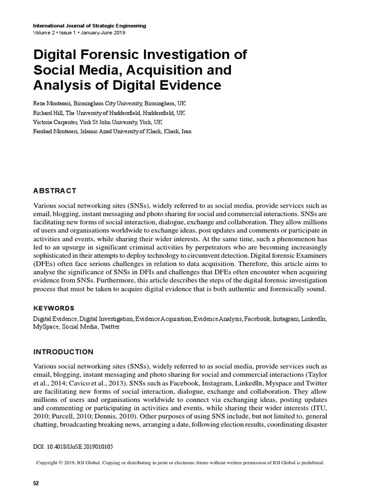 2019 - Digital Forensic Investigation of Social Media, Acquisition and ...