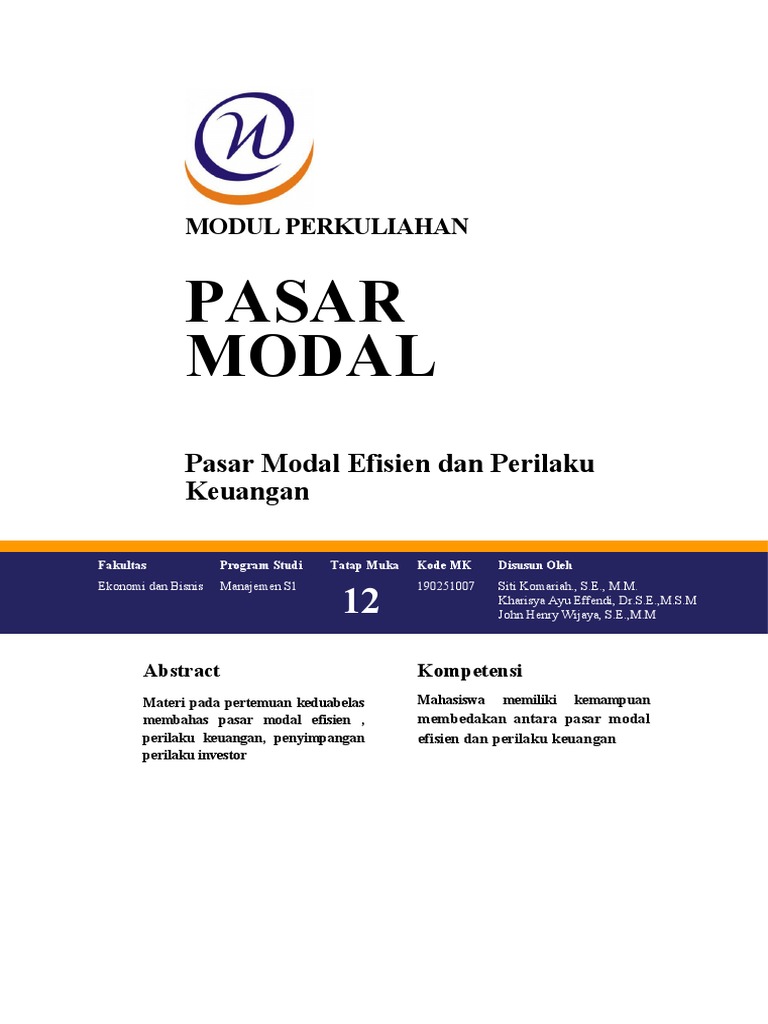 (Pasar Modal Efisien Dan Perilaku Keuangan) - PUM | PDF