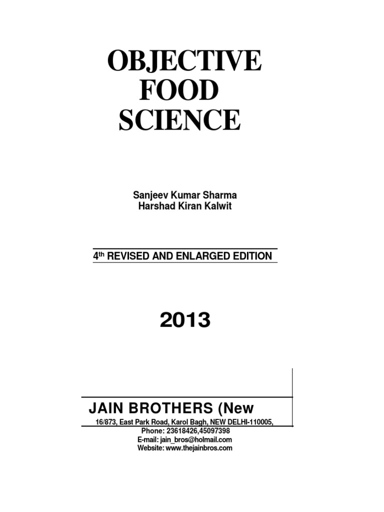 Objective Food Science 2013 Sanjeev Kumar Sharma | PDF | Bacteria | Foods