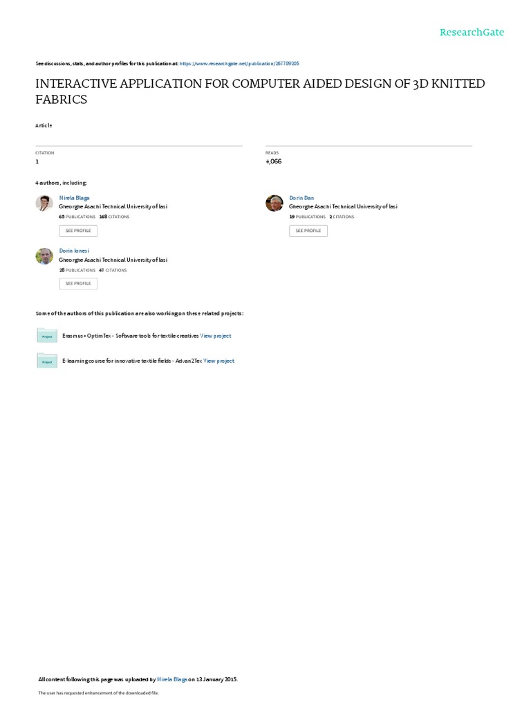 Interactive Application For Computer Aided Design of 3D Knitted Fabrics ...