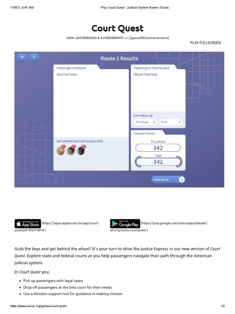 Play Court Quest - Judicial System Game - Icivics | PDF