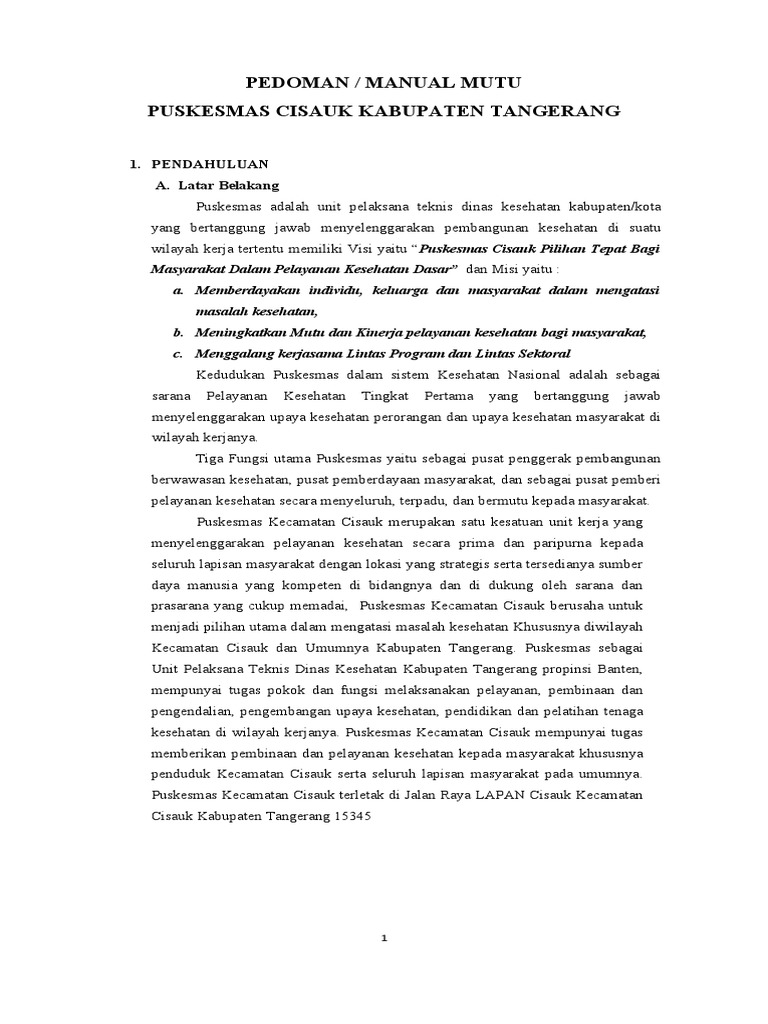 Pedoman Atau Manual Mutu | PDF