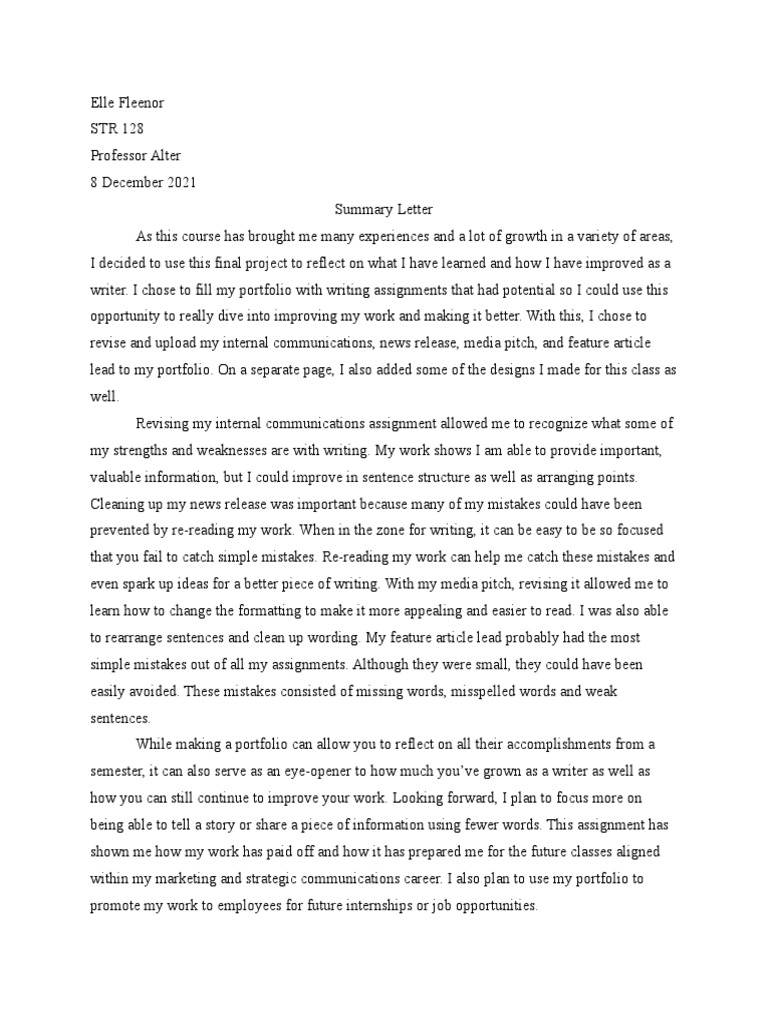 Summary Letter | PDF