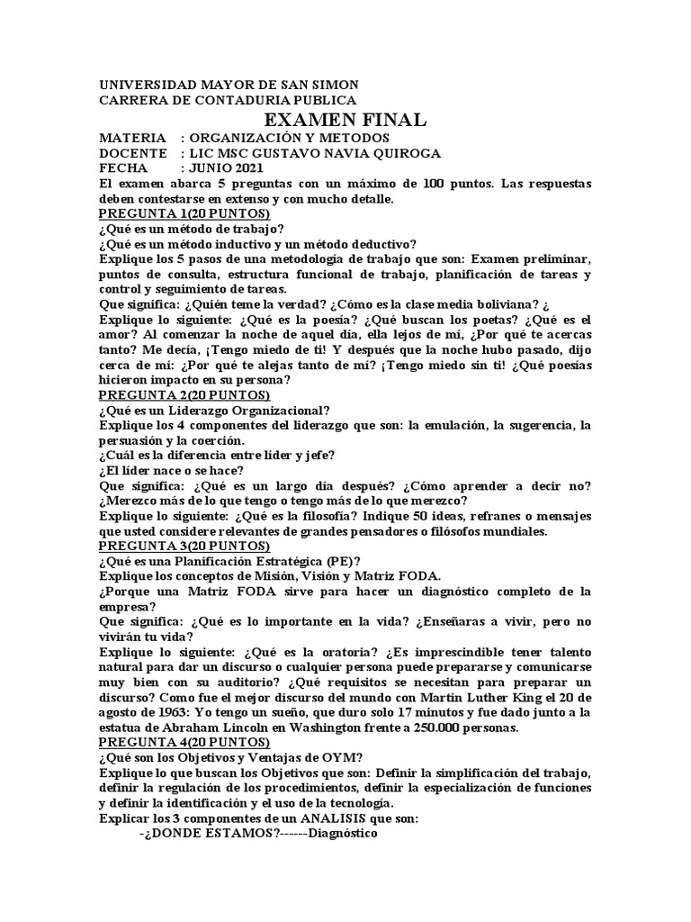 EXA Final OYM 2021 | PDF | Meditación | Análisis FODA