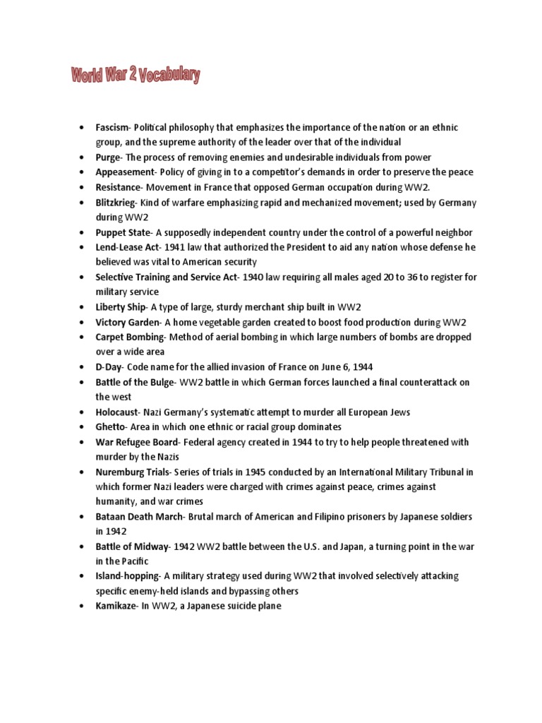 WW2 Vocabulary | PDF
