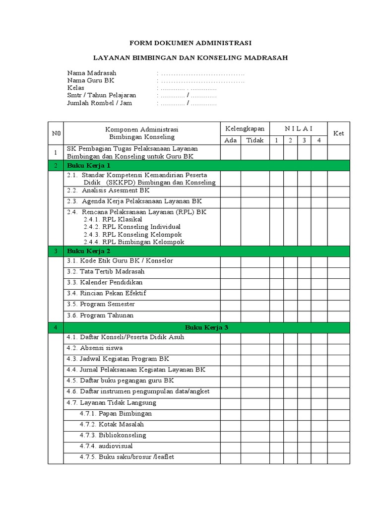 Form Dokumen Admin BK (2) (Repaired) | PDF