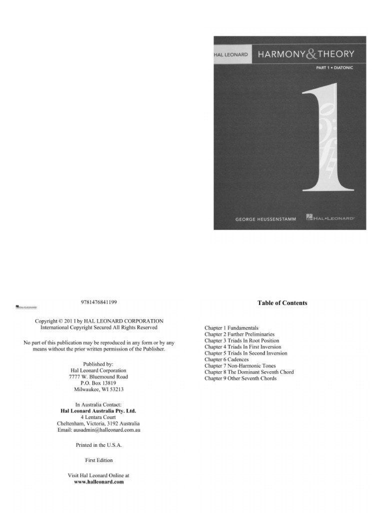 Hal Leonard Harmony Theory Part1 Diatonic Horizontal Pdf