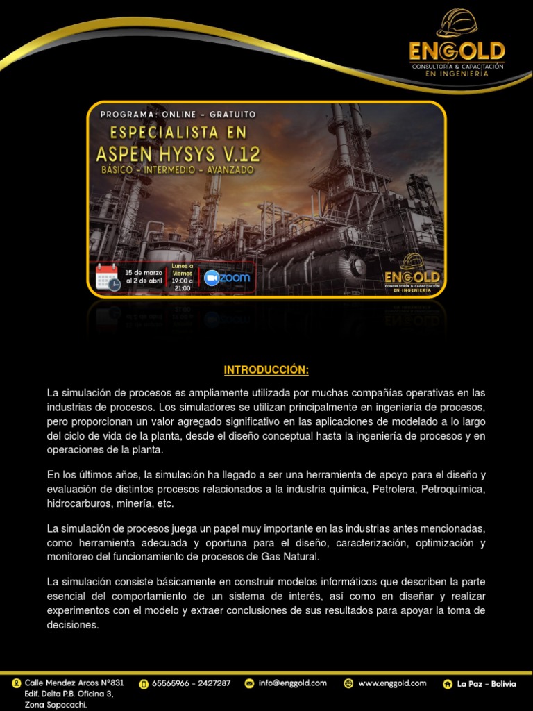 Info - Programa Aspen Hysys V.12 | PDF | Simulación | Petróleo