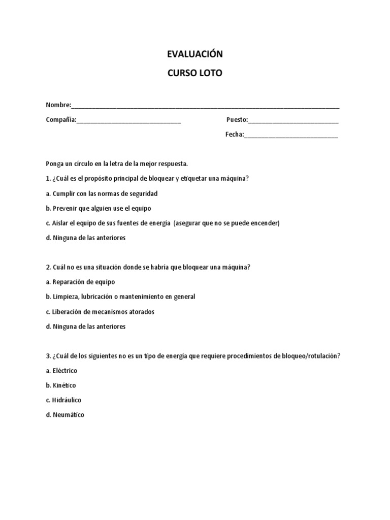 Evaluación del Curso LOTO | PDF | Negocios | Informática