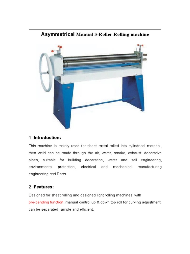 Asymmetrical Manual 3-Roller Machine | PDF | Home & Garden | Computers