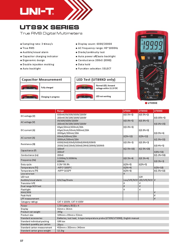 Multimetro Uni-T Diferentes Modelos UT89X (English ORIGINAL) | PDF ...