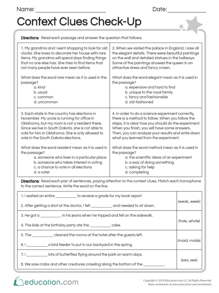 Context Clues Check Up | PDF