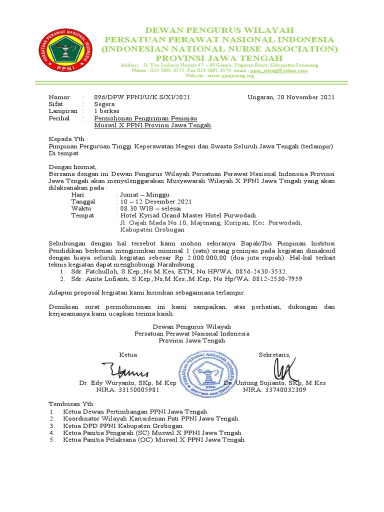 096 Undangan Muswil Peninjau Utk Institusi Pend | PDF