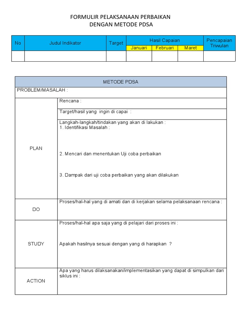 Formulir PDSA Kosongan | PDF