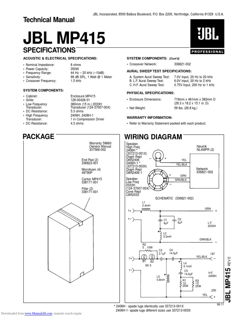 JBL MP415: Technical Manual | PDF | Loudspeaker | Signal Processing