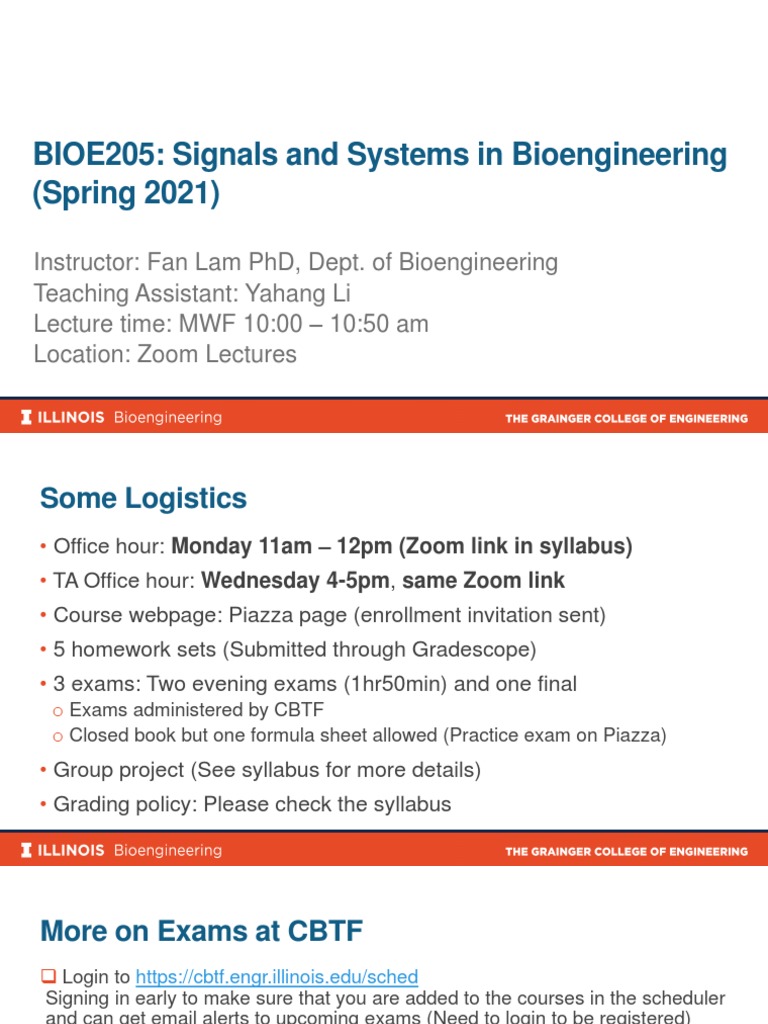 BIOE205: Signals and Systems in Bioengineering (Spring 2021) | PDF ...