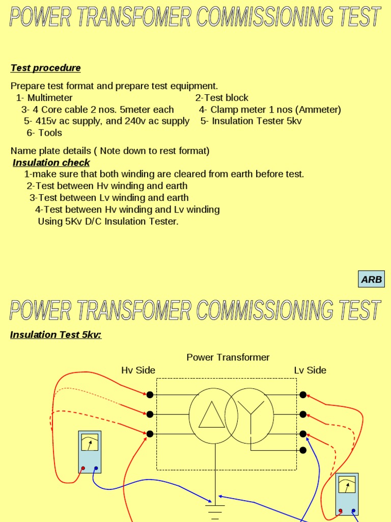 Power Transformer Testing Procedures | PDF | Transformer | Electromagnetism