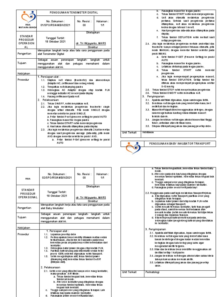 SPO Penggunaan Alat | PDF