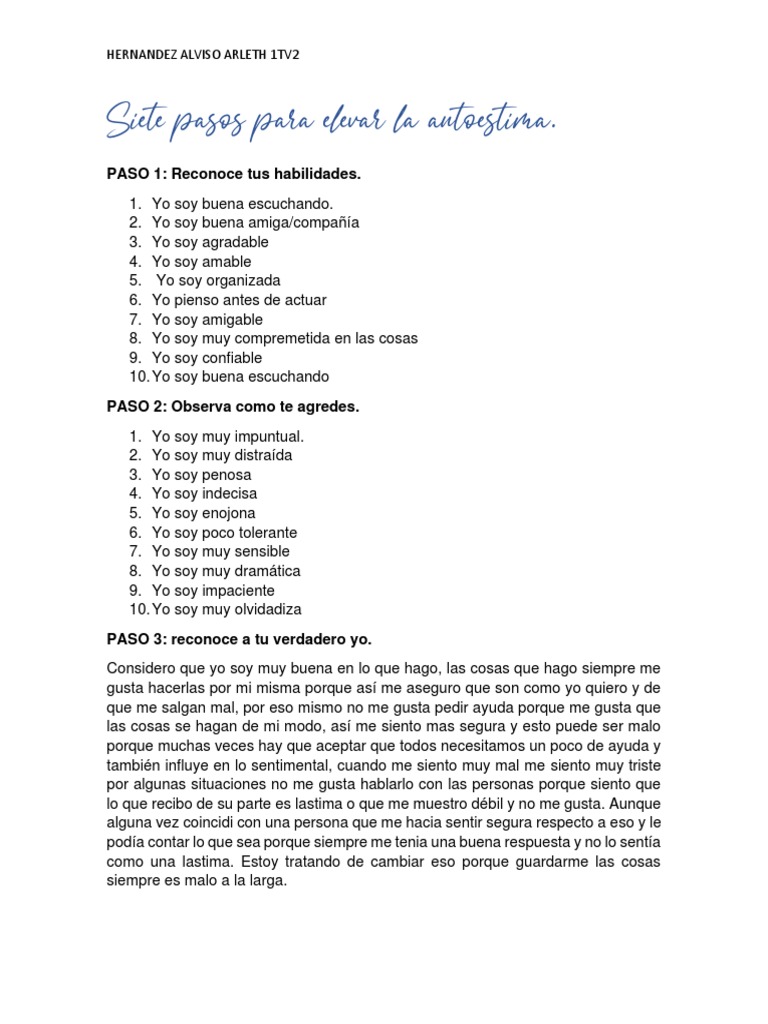 7 Pasos para Elevar El Autoestima | PDF | Verdad | Autoestima