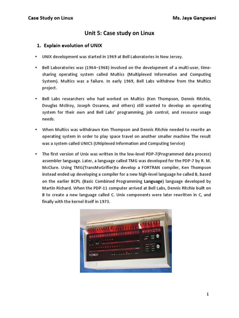 Case Study On Linux Ms. Jaya Gangwani | PDF | Process (Computing ...