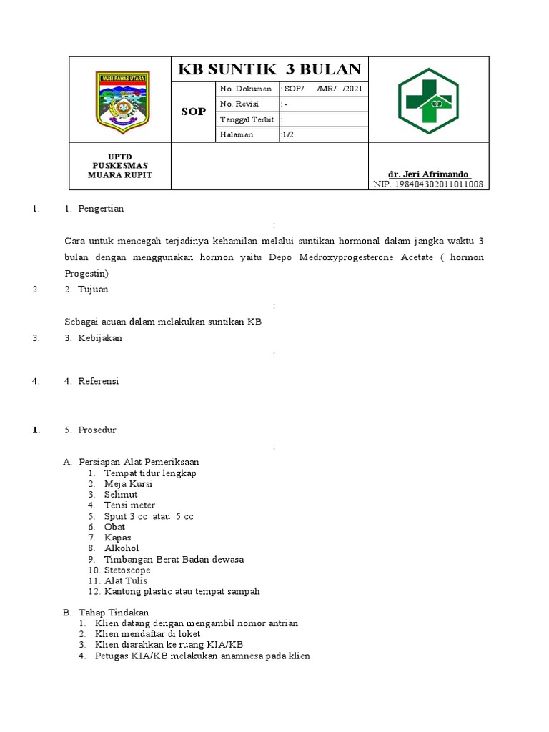 Sop KB Suntik 3 Bulan | PDF