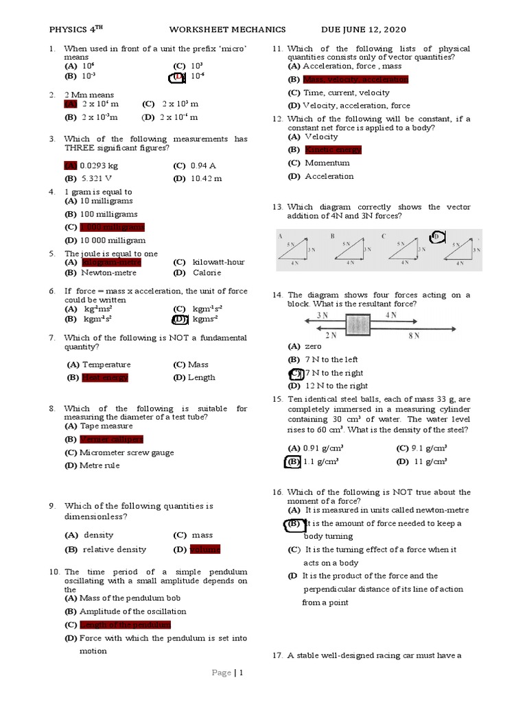 Assignment Form 4 Mechanics | PDF | Force | Mass
