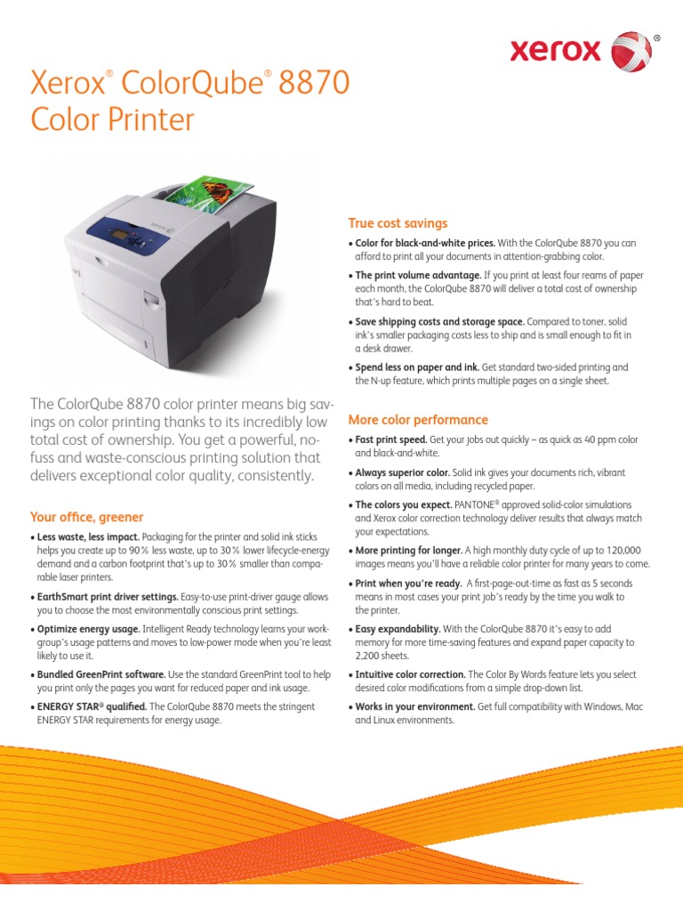 ColorQube 8870 Broch | PDF | Printer (Computing) | Office Equipment