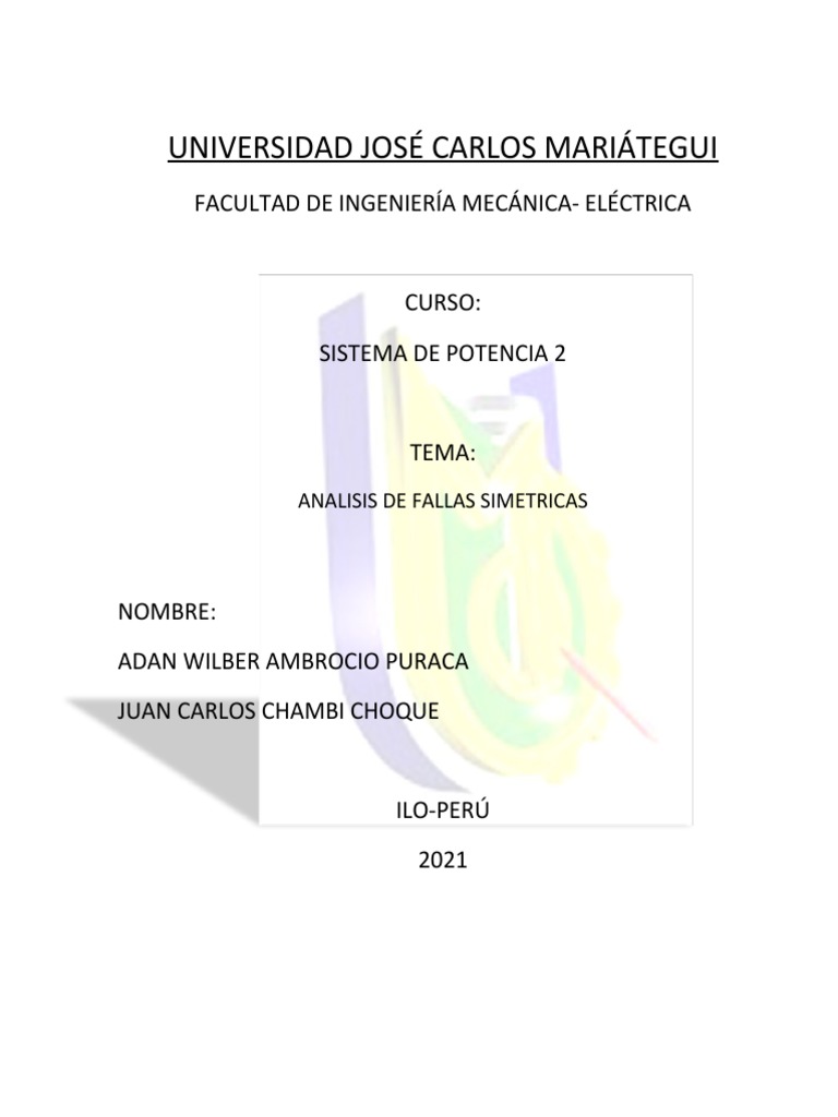 Analisis de Fallas Simetricas - Trabajo de Investigacion | PDF ...