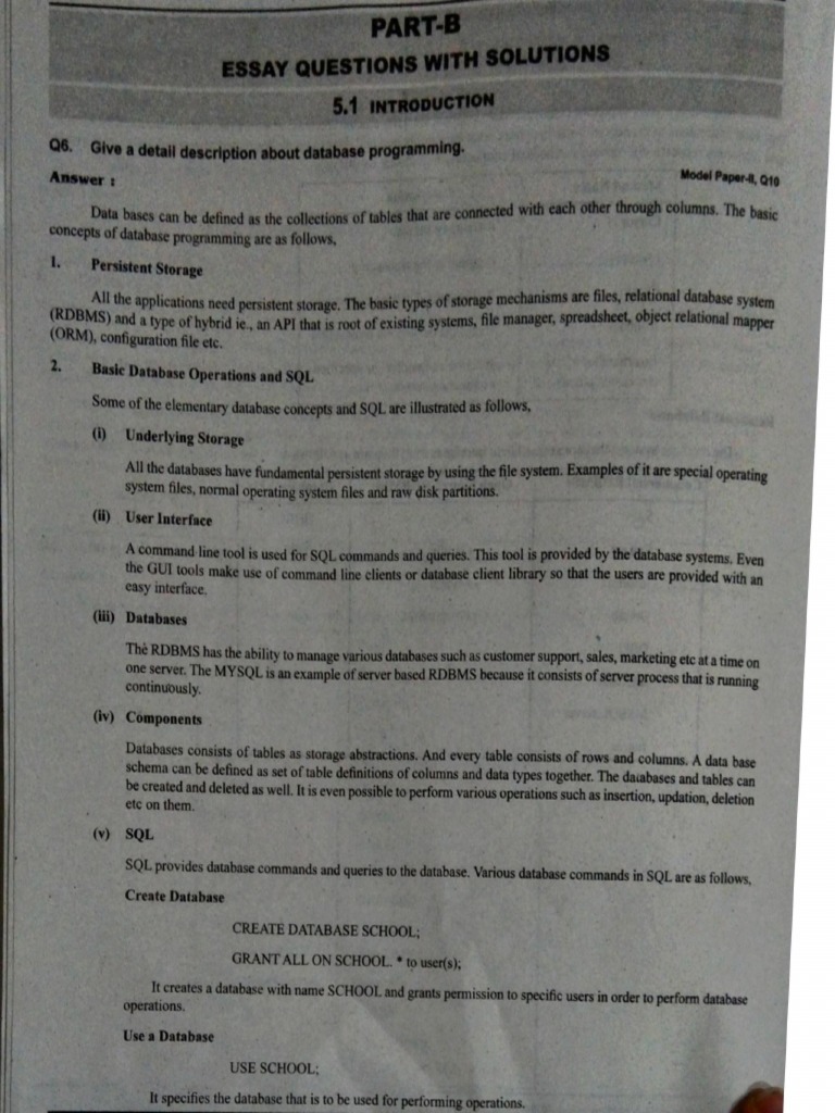 Essay Questions With Solutions: Answer T 010 | PDF | Databases ...