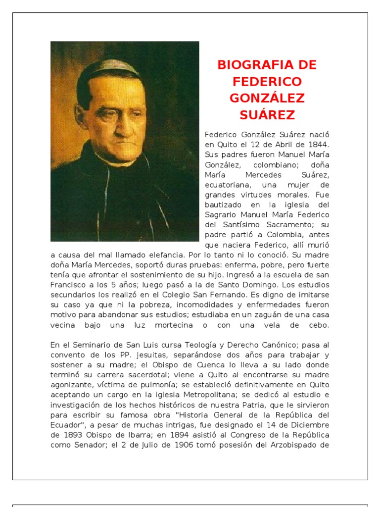 Biografía de Federico González Suárez | PDF | Ecuador | Iglesia Católica