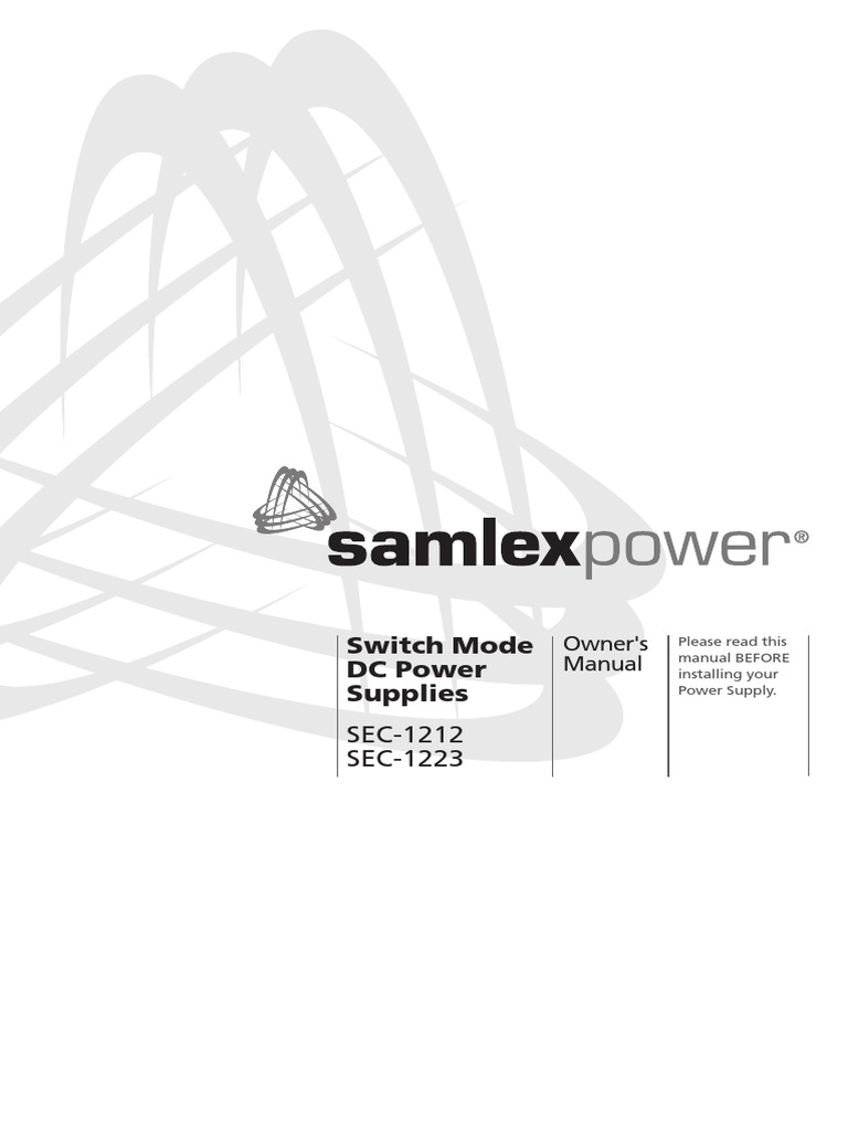 Samlex SEC-1212/SEC-1223 Manual | PDF | Power Supply | Electromagnetic ...