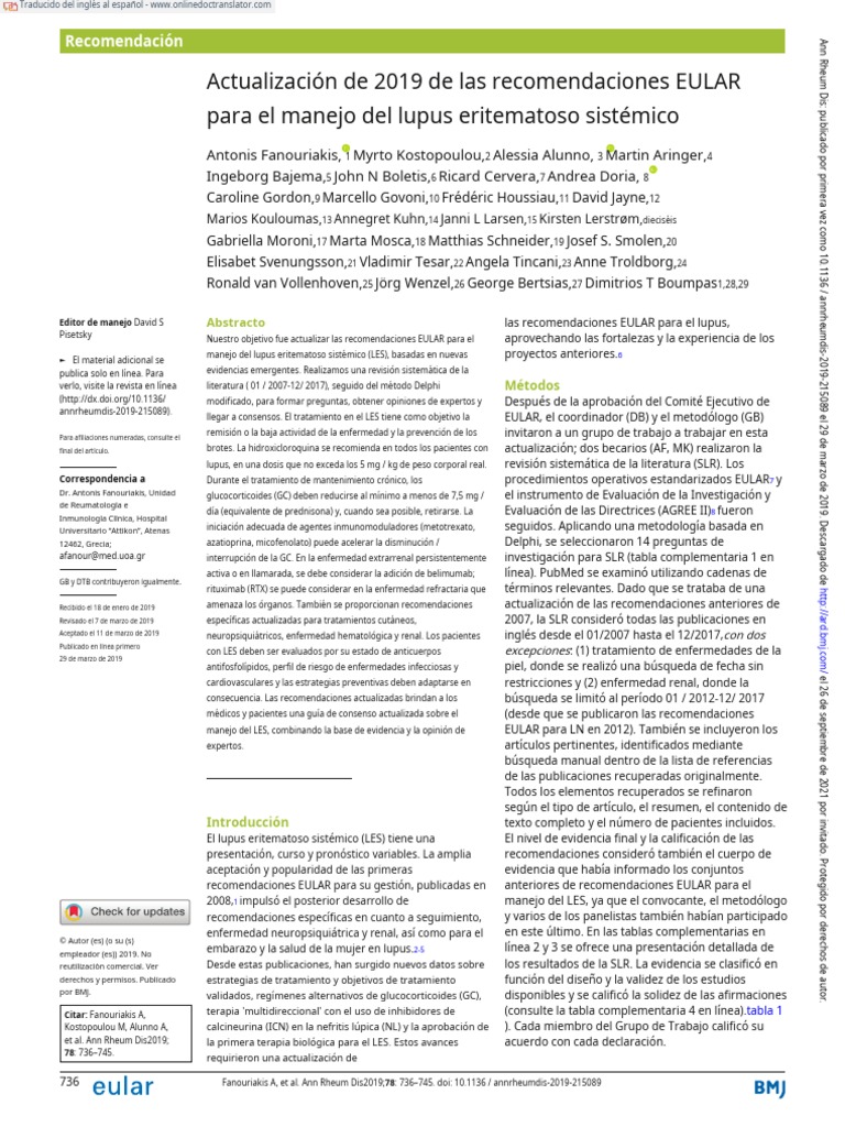 SLE Treatment Guidelines - En.es | PDF | Enfermedades y trastornos ...
