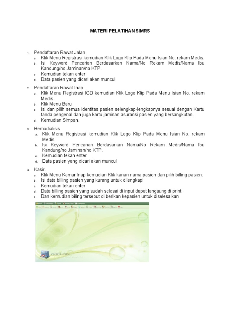 Materi Pelatihan Simrs | PDF