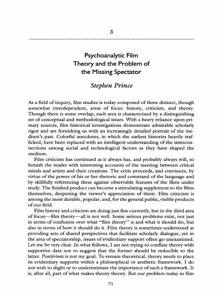 Psychoanalytic Film Theory and The Problem of The Missing Spectator ...