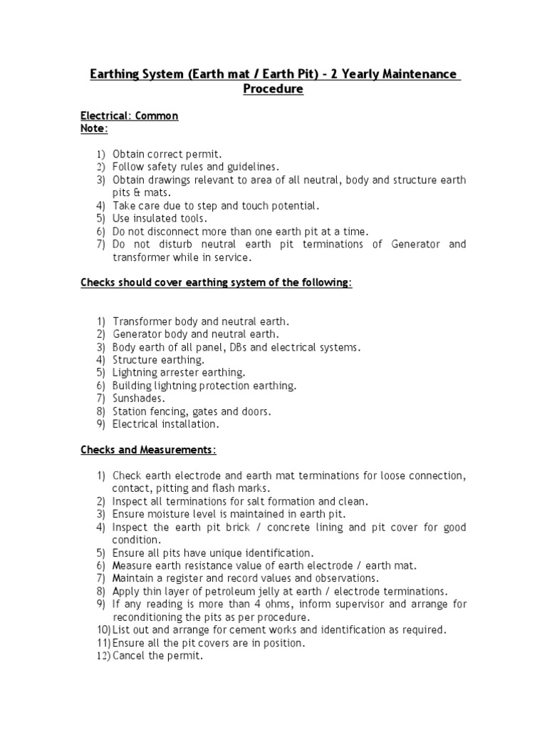 Earthing Maintenance | PDF