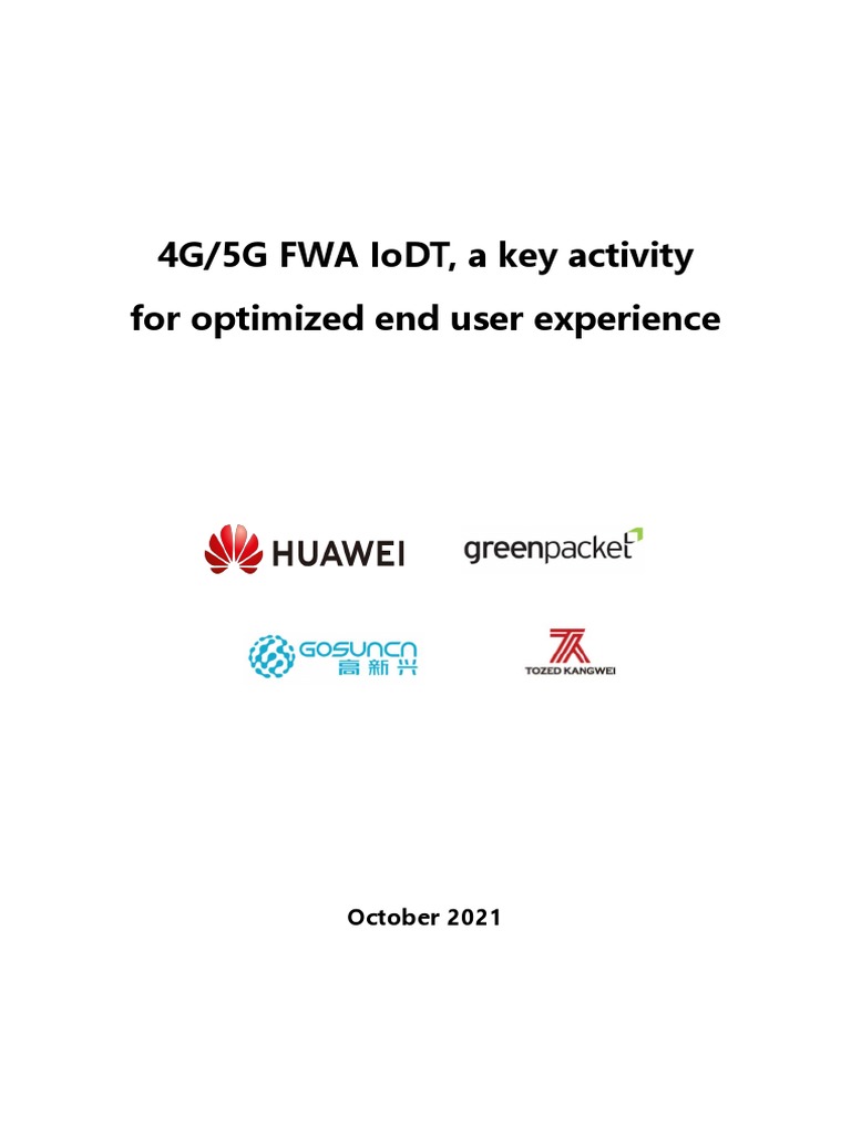 Huawei 4G 5G FWA IoDT Industry Whitepaper | PDF | 4 G | Computer Network