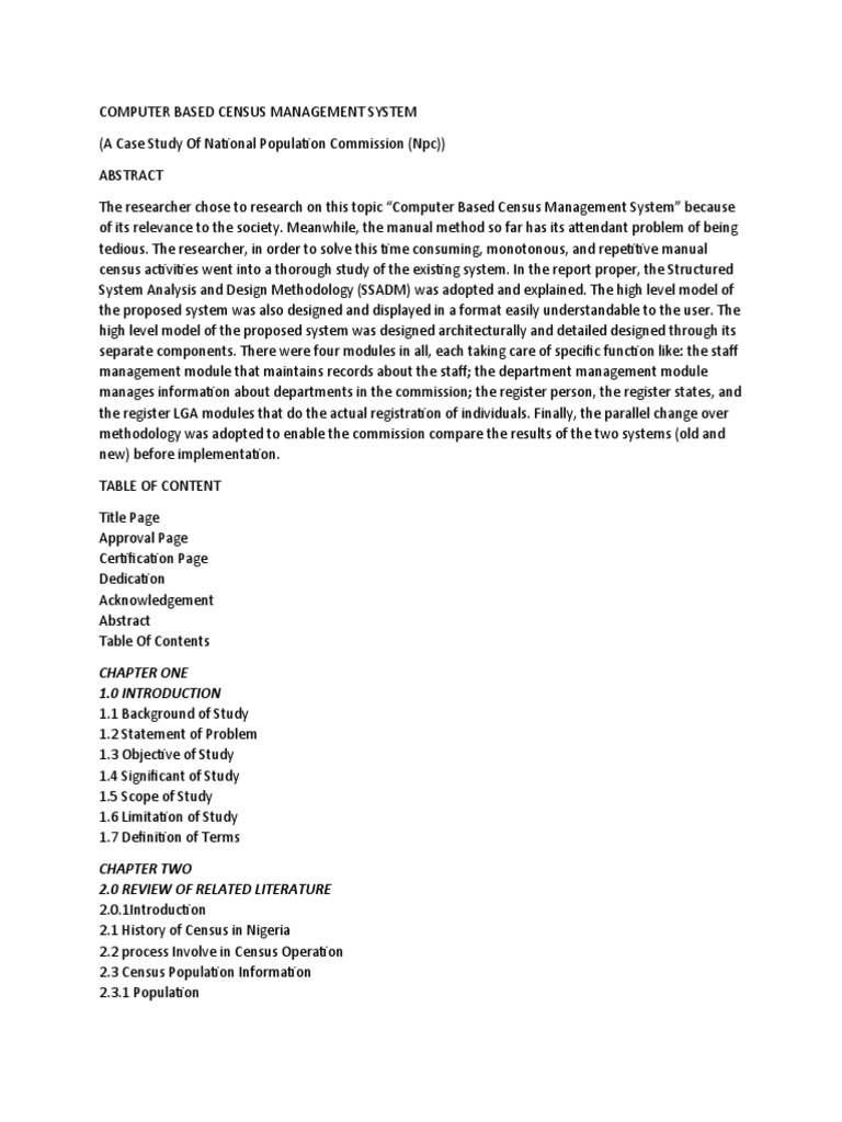 Developing an Automated Population Management System: A Case Study of ...