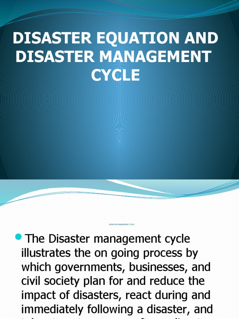 DISASTER EQUATION AND DISASTER MANAGEMENT Joaan | PDF
