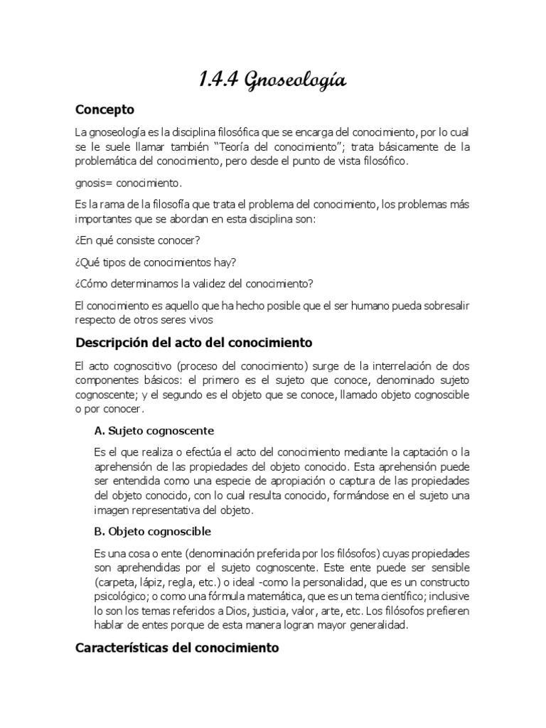 Gnoseología | Descargar gratis PDF | Conocimiento | Empirismo